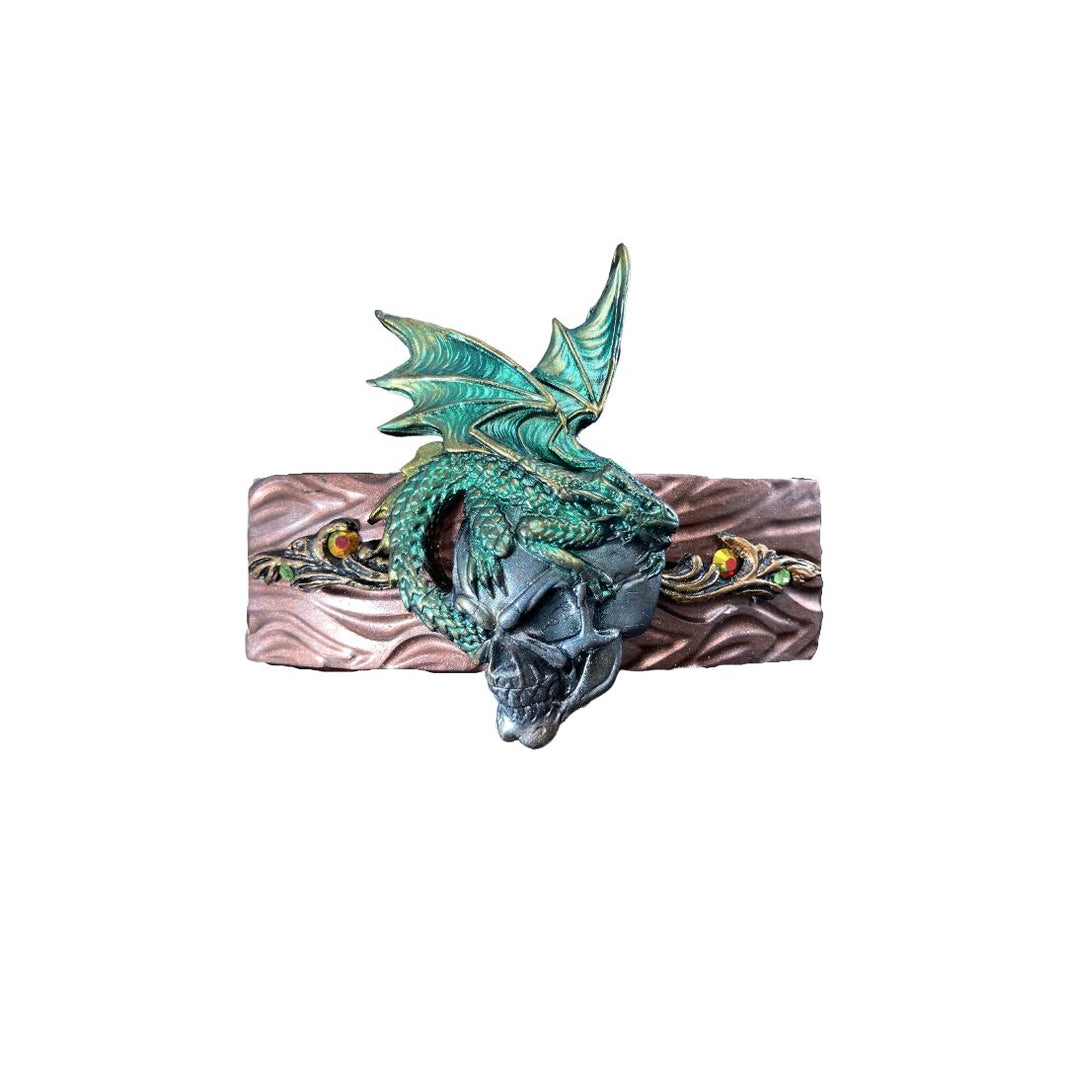 Green Dragon Skull Hair Barrette